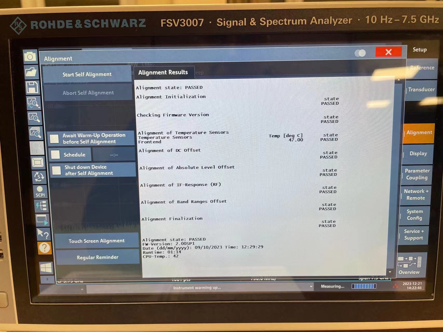 Rohde & Schwarz FSV3007 Signal And Spectrum Analyzer 10 Hz To 7.5 GHz With Touchscreen