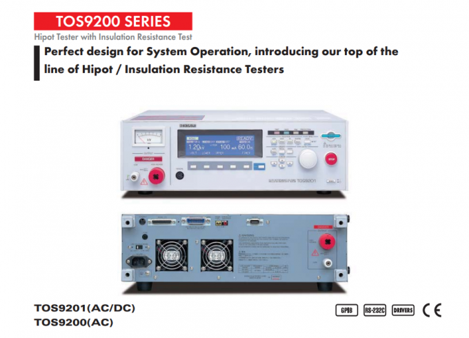 Tos9200 Kikusui Hipot Tester With Insulation Resistance Test Ac- 5.0 Kv